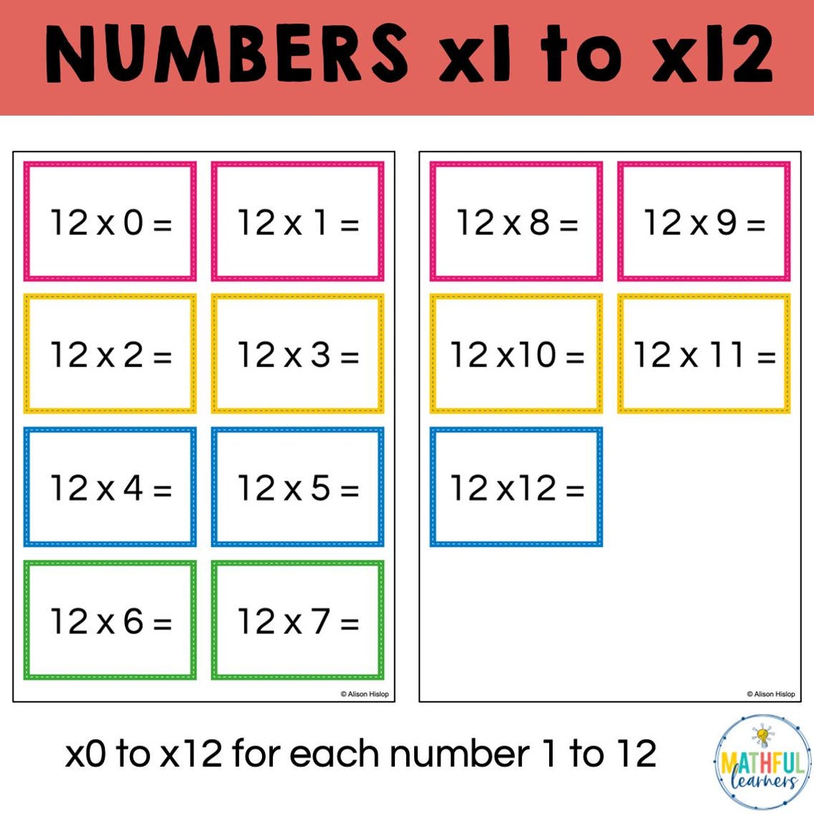 Multiplication Task Cards - Times Tables Cards for Games and Activities ...