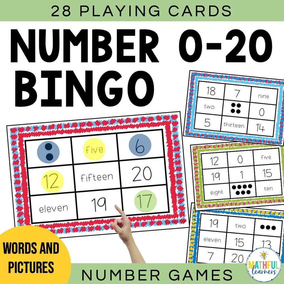 Math Bingo With Words & Pictures - Numbers 0 to 20 - Number Sense ...