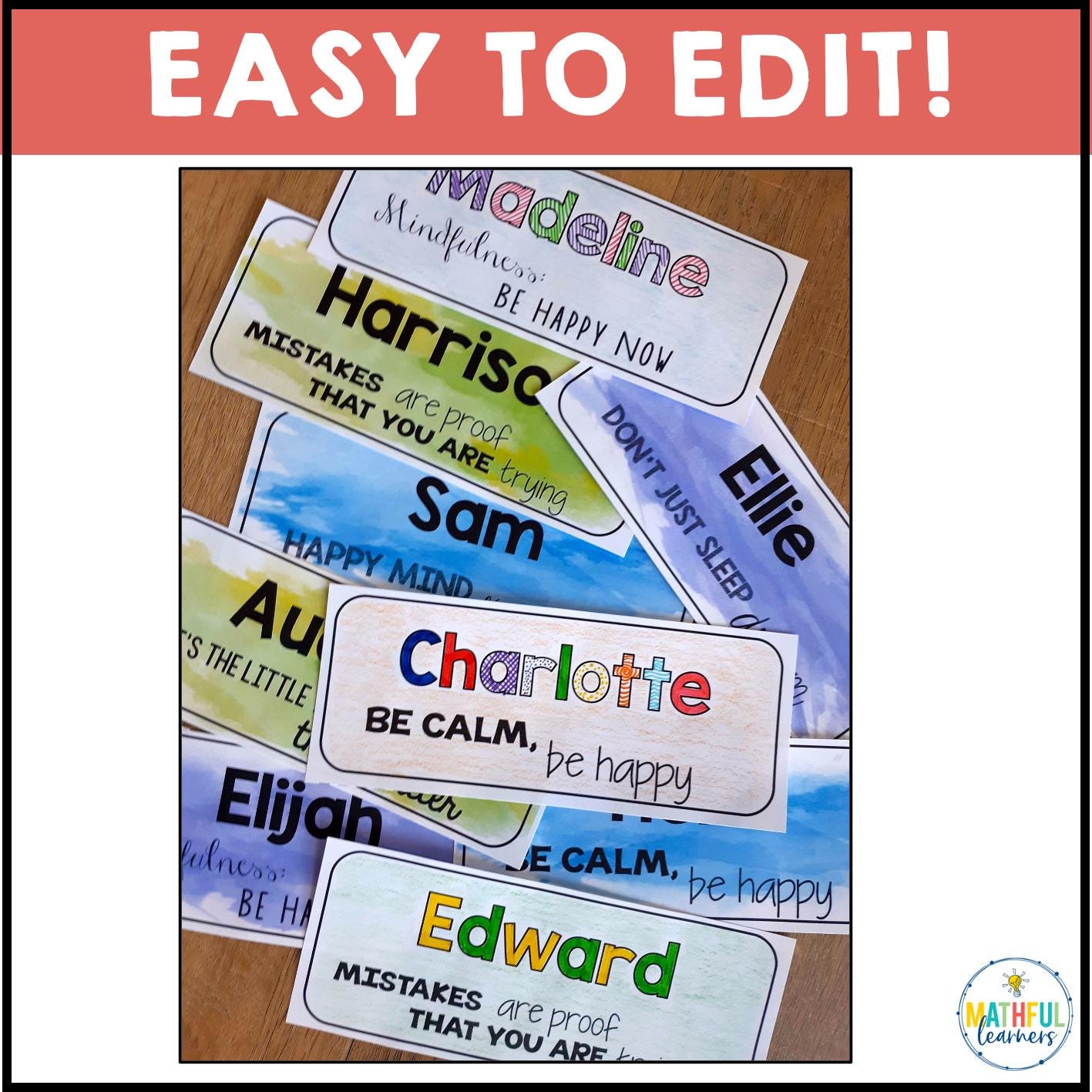 Editable Name Plates & Tub Labels | Mindfulness, Resilience, Well-being ...