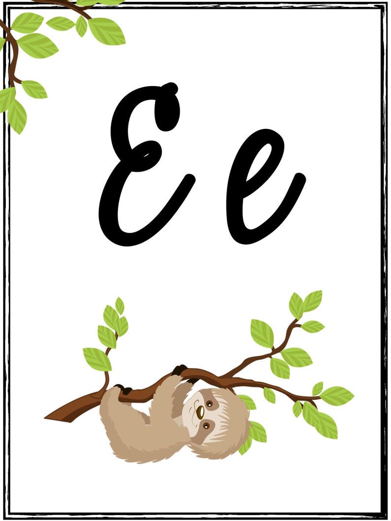 Sloth-themed Alphabet Posters Classroom Decor A-Z Educational Posters ...