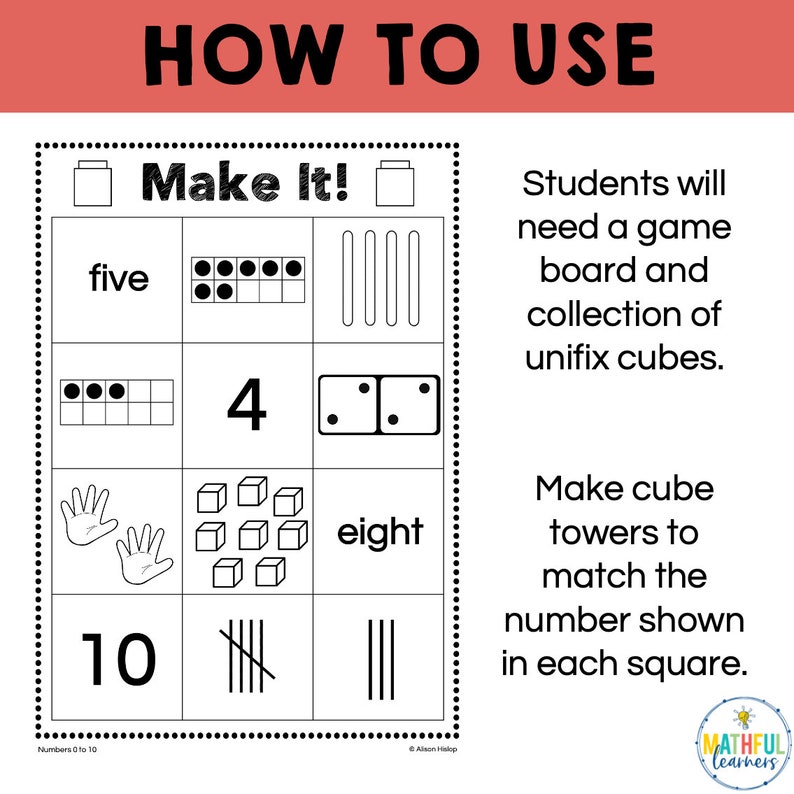 Number Sense Numbers to 10 Game - Representing Numbers in Different ...