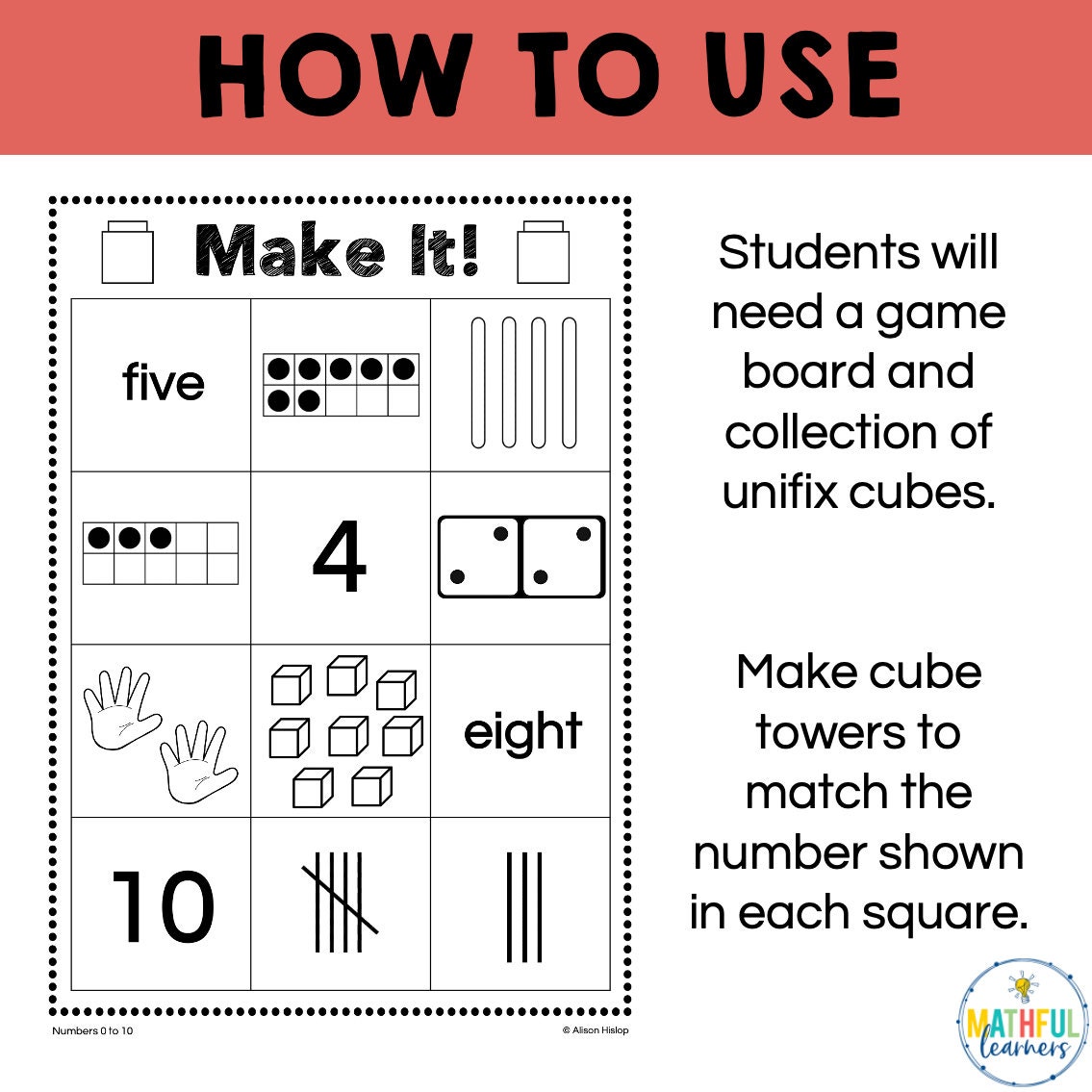 Number Sense Numbers to 10 Game - Representing Numbers in Different ...
