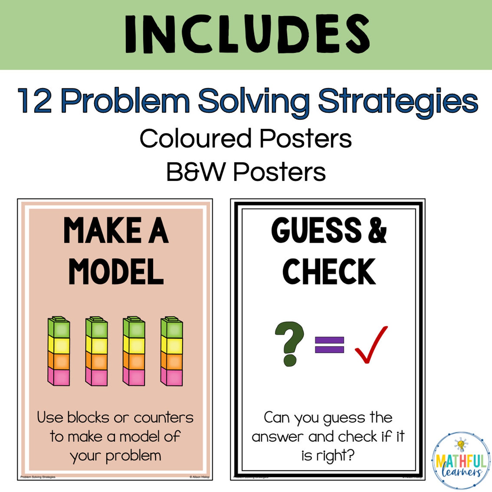 Problem Solving Strategy Posters for Word Problems - Elementary Grade 1 ...