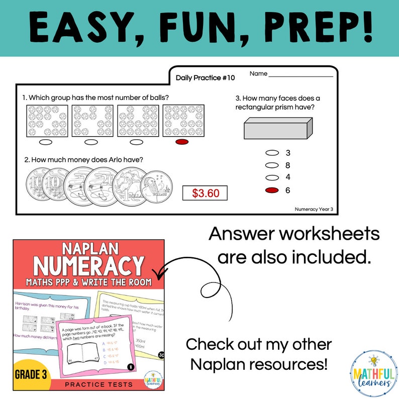 Naplan Numeracy Practise Tests - Grade 3 - Daily Maths Worksheets for ...