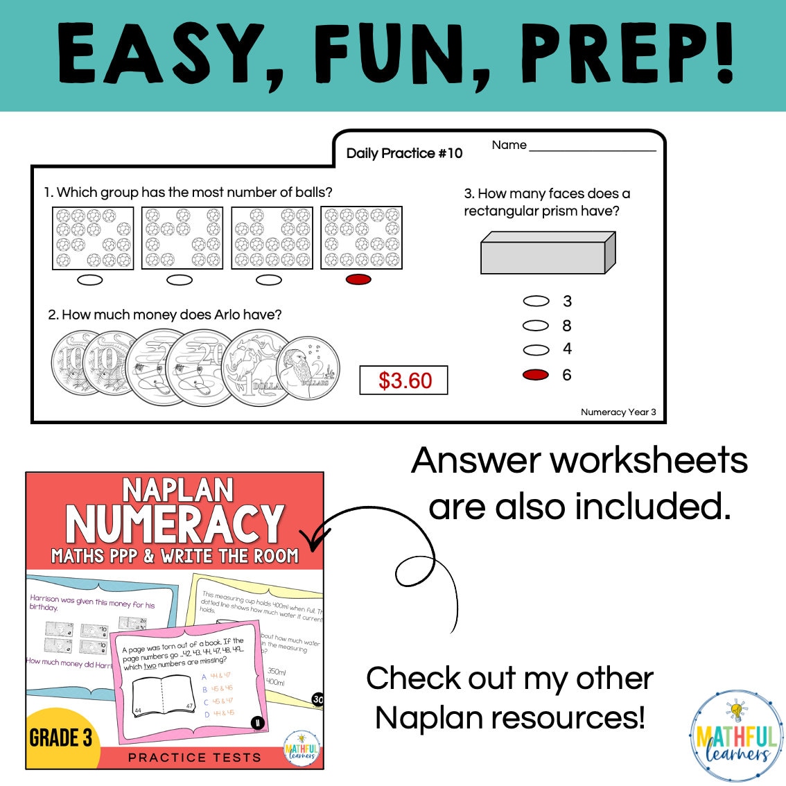 Naplan Numeracy Practise Tests - Grade 3 - Daily Maths Worksheets for ...