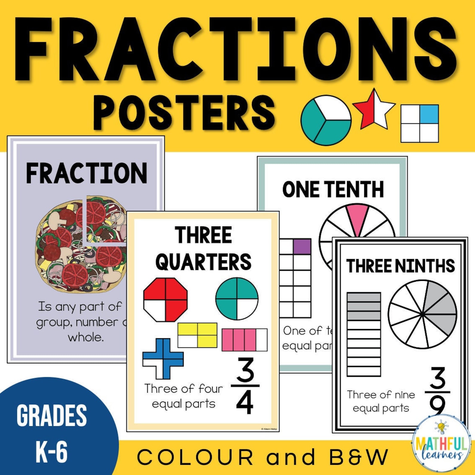Fractions Terminology Posters Math Vocabulary & Educational Classroom ...