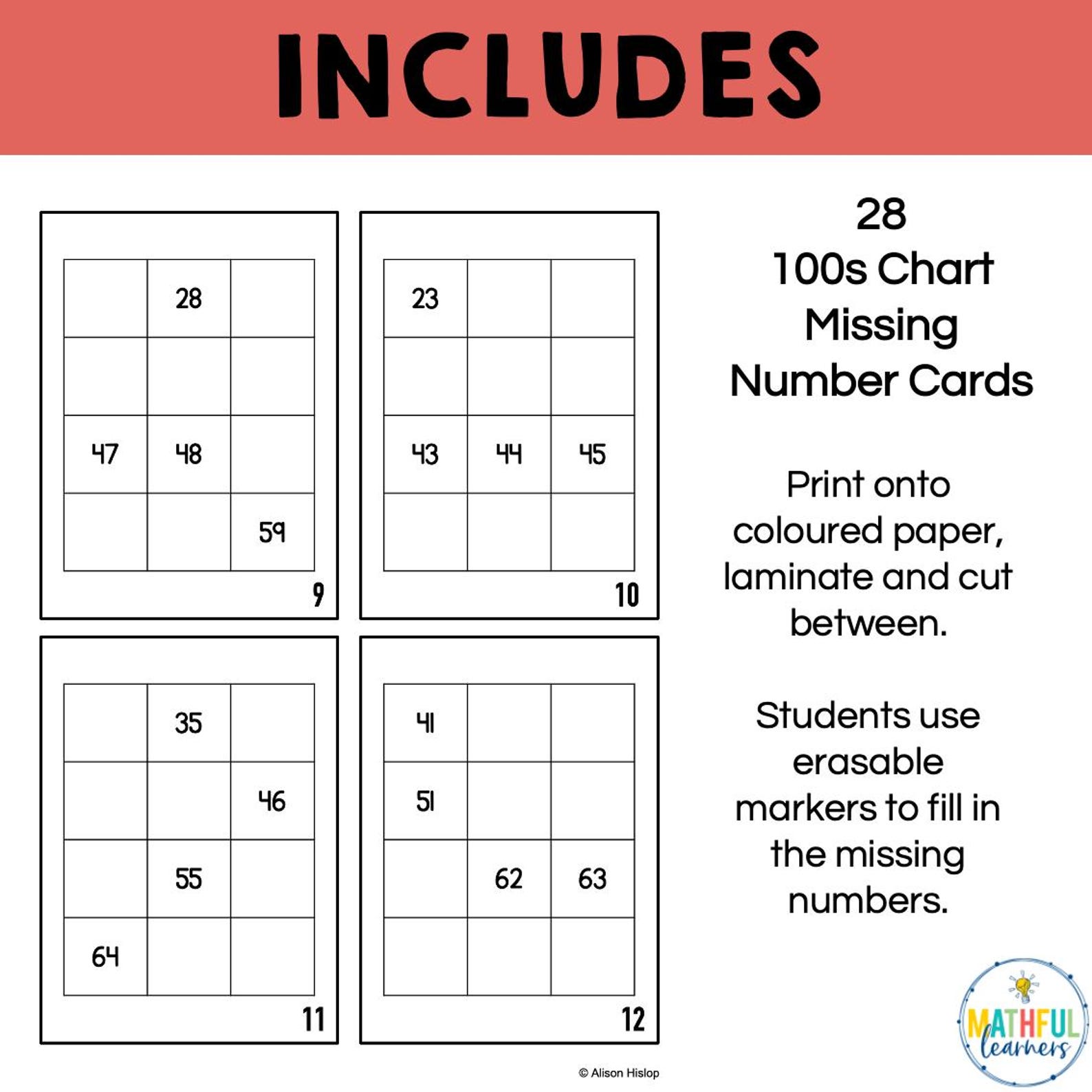 Number Puzzles - Ordering on 100s Chart - Place Value - Missing Numbers ...