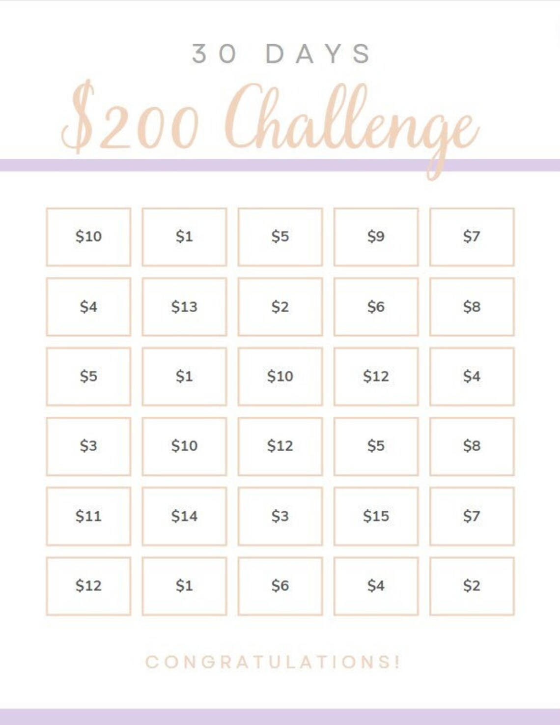 30 Days Savings Challenge, Savings Planner, Financial Planner, Digital ...