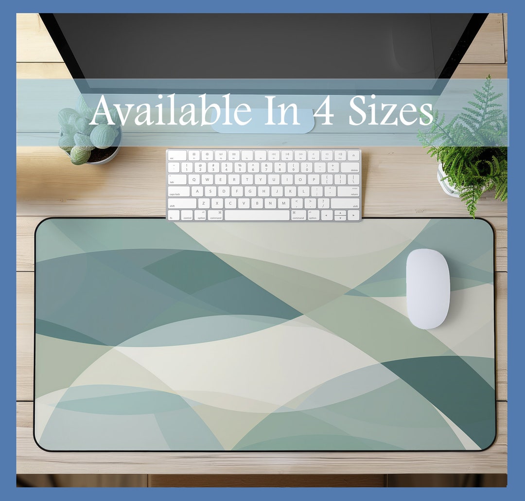Sage Green Geometrical Pattern Desk Mat Abstract Minimalist Style ...