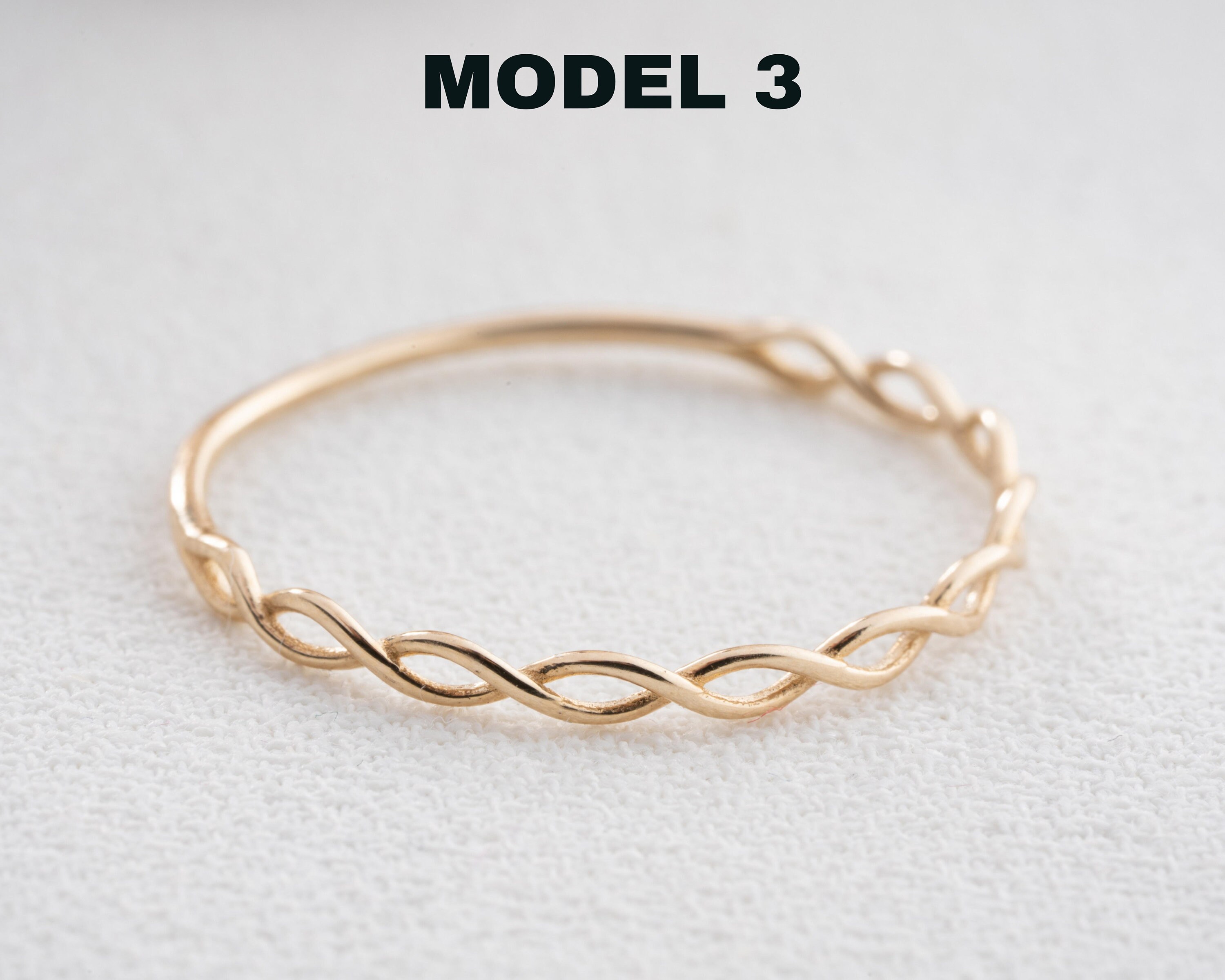 14K Solid Gold Stackable Chain Model Ring Real Gold Unique - Etsy