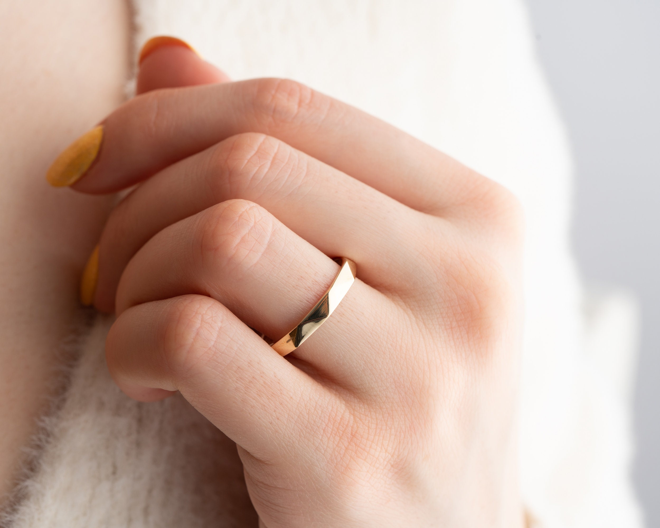 14K Solid Gold Stackable Chain Model Ring Real Gold Unique - Etsy