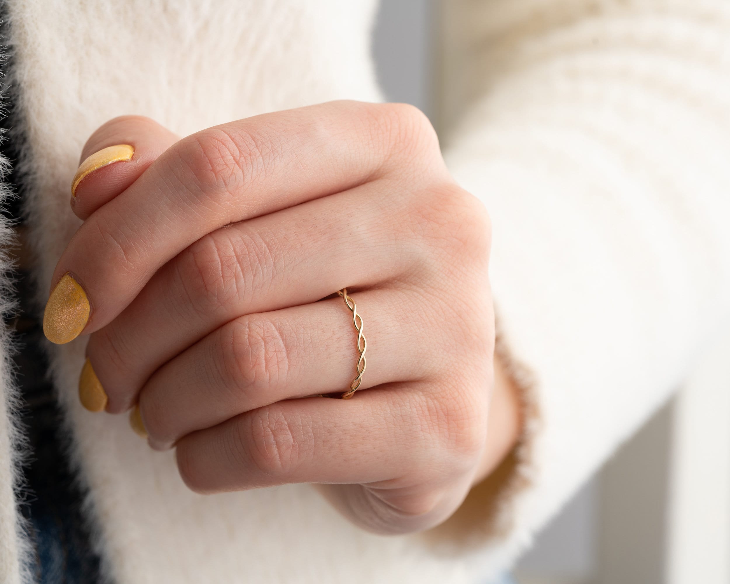 14K Solid Gold Stackable Chain Model Ring Real Gold Unique - Etsy