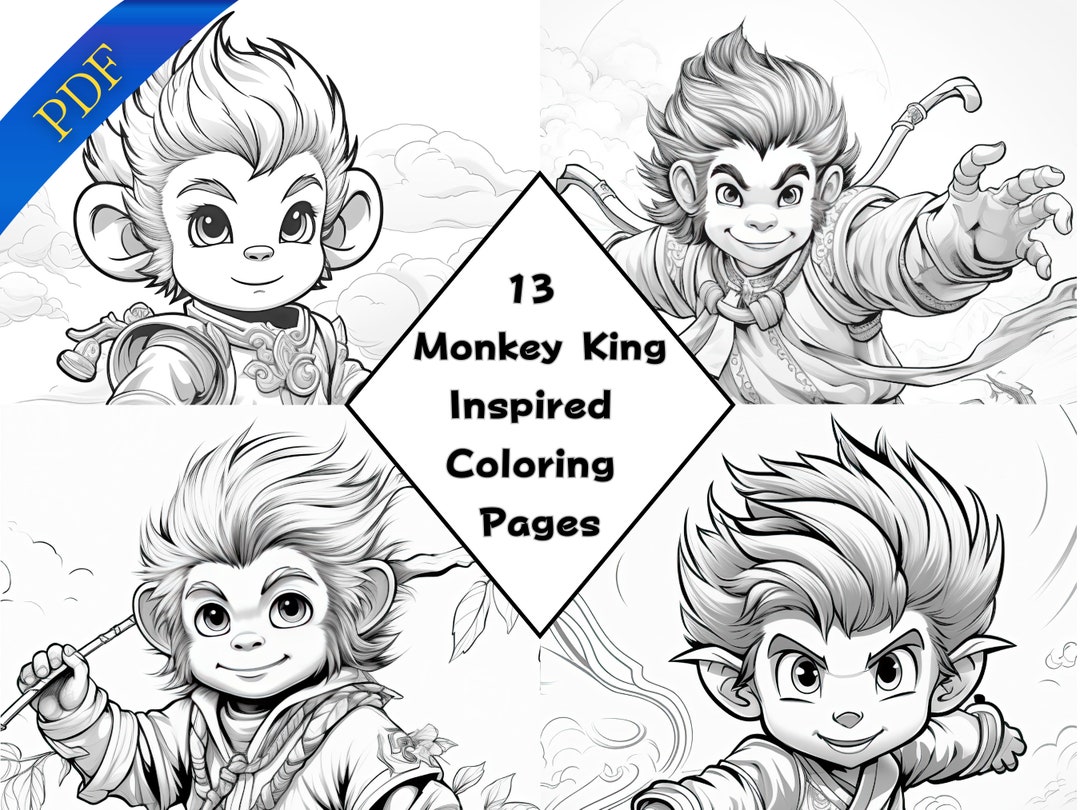 13 Monkey King Inspired Coloring Pages | Printable PDF A4 | Fun ...