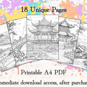 18 Chinese Architecture Coloring Pages | Printable PDF A4 | Fun ...