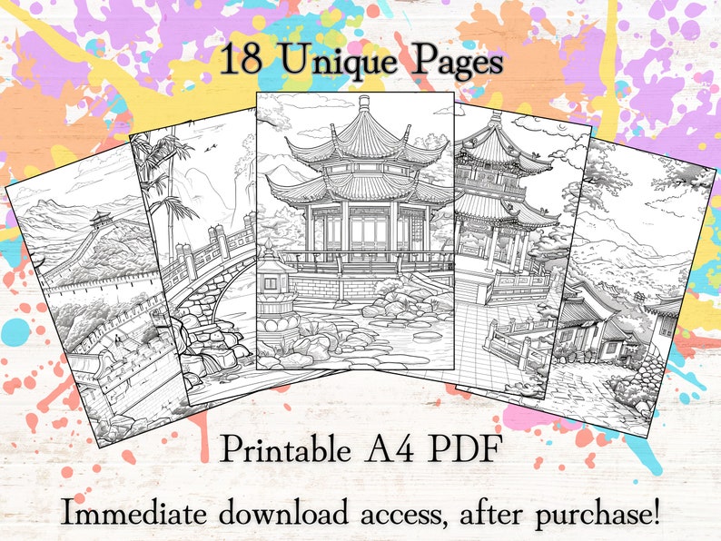 18 Chinese Architecture Coloring Pages | Printable PDF A4 | Fun ...