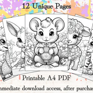 12 Chinese Zodiac Animal Coloring Pages | Printable PDF A4 | Fun ...