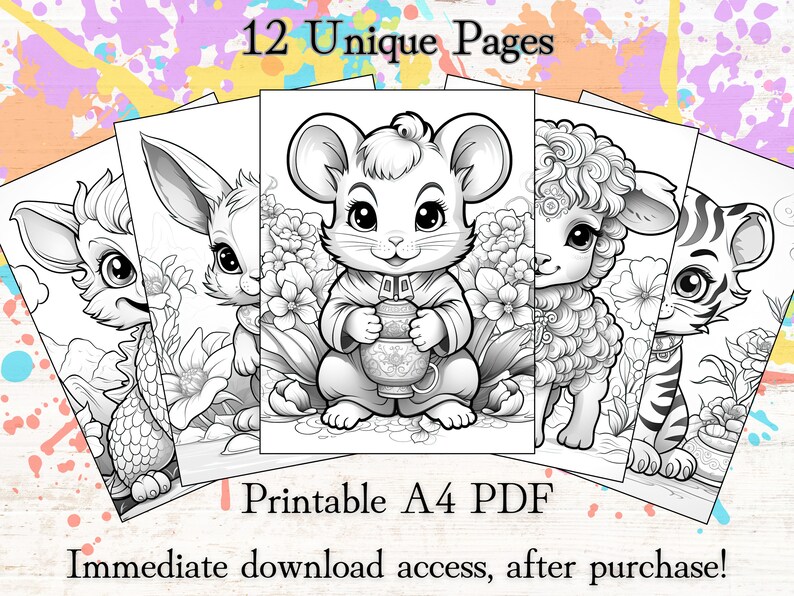 12 Chinese Zodiac Animal Coloring Pages | Printable PDF A4 | Fun ...