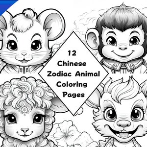 12 Chinese Zodiac Animal Coloring Pages | Printable PDF A4 | Fun ...