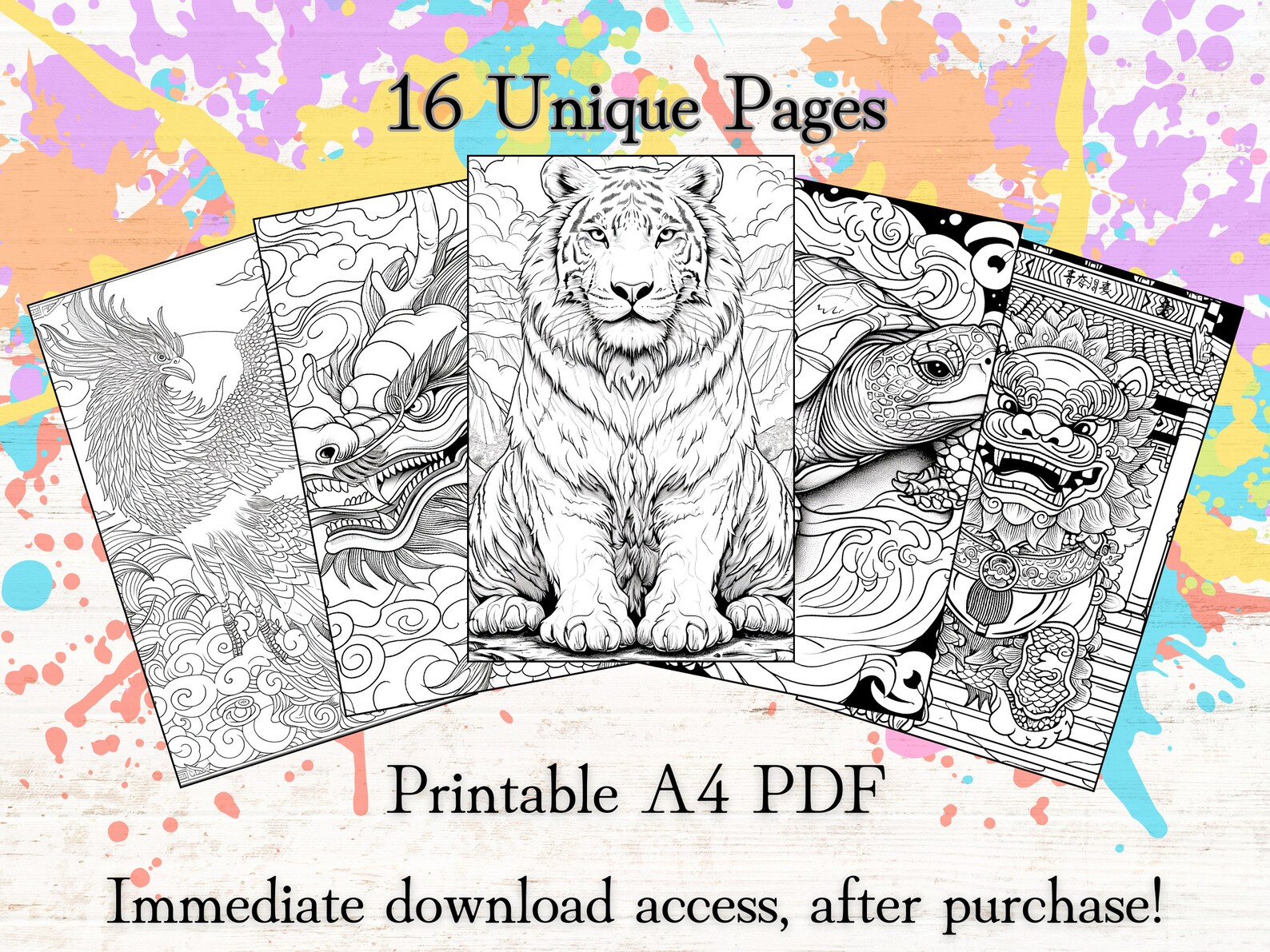 16 Chinese Mythological Creature Coloring Pages | Printable PDF A4 ...