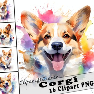 16 Corgi Clipart PNG Bundle | Watercolor Dog Clipart PNG | 20 - Etsy