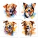 20 Cross Breed Dogs Clipart PNG Bundle | Watercolor Dog Clipart PNG ...