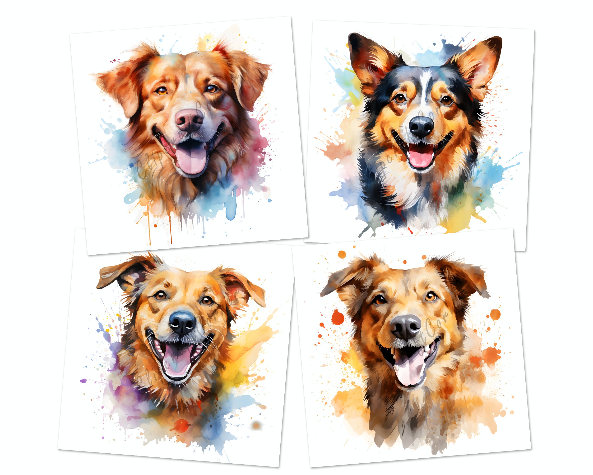 20 Cross Breed Dogs Clipart PNG Bundle Watercolor Dog Clipart PNG 79 - Etsy