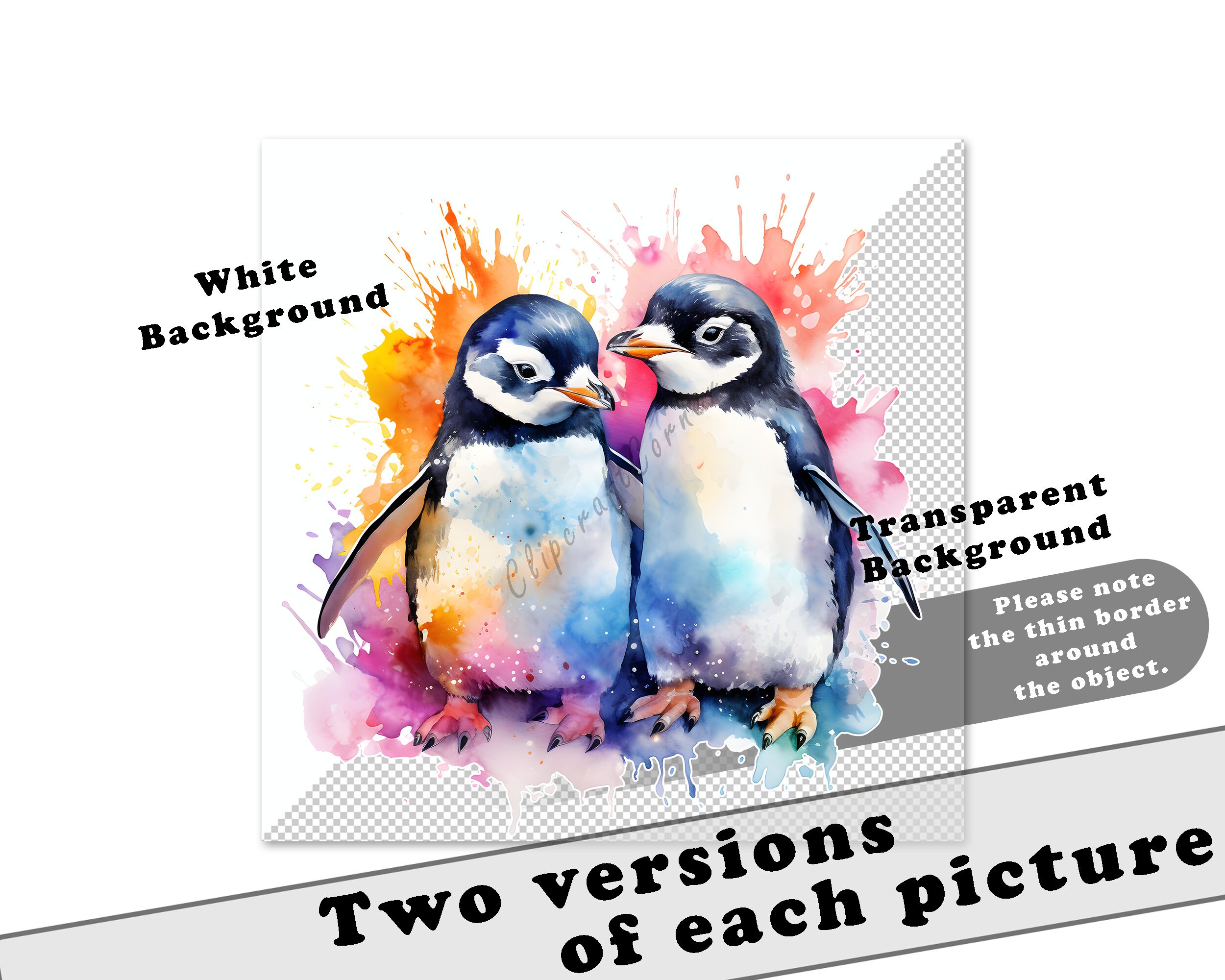 12 Penguin Friends Clipart PNG Art Bundle | Watercolor Bird Clipart PNG ...
