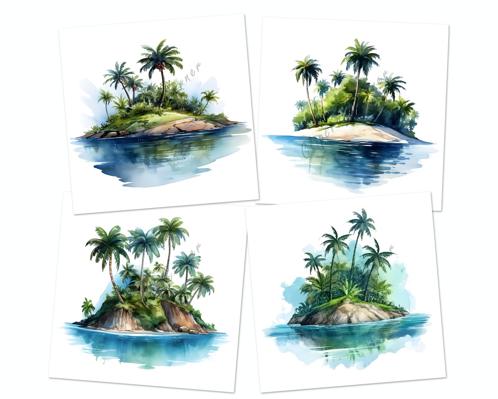 12 Tropical Island Clipart PNG Bundle Tropical Watercolor Clipart PNG Summer Clipart PNG Artwork ...