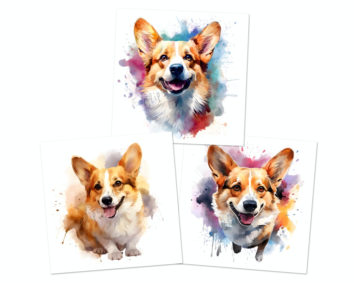 15 Pembroke Welsh Corgi Clipart PNG Bundle Watercolor Dog - Etsy