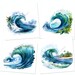 12 Surfing Wave Clipart PNG Bundle | Tropical Beach Watercolor Clipart ...