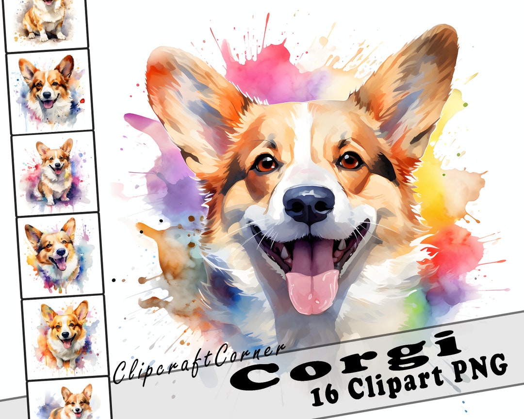 16 Corgi Clipart PNG Bundle Watercolor Dog Clipart PNG 20 - Etsy