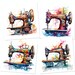 12 Steampunk Sewing Machine Clipart PNG Bundle Watercolor Steampunk ...