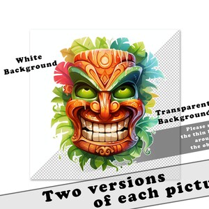 12 Tiki Mask Clipart PNG Bundle | Tropical Watercolor Clipart PNG ...