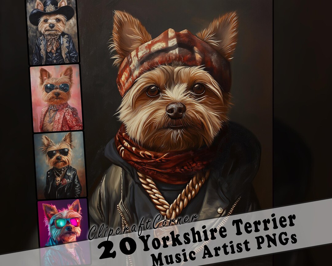20 Yorkshire Terrier Clipart Images | Yorkie Dog Portraits as Music ...