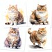 20 Fat Cats Clipart PNG Bundle | Cute Watercolor Fat Cat Clipart PNG ...