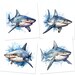 12 Shark Clipart PNG Bundle | Watercolor Sea Animals Clipart PNG ...