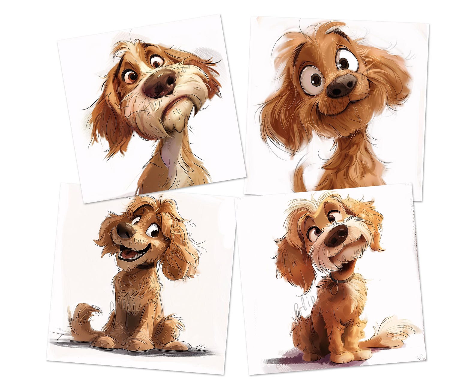 12 Cockapoo Clipart PNG Funny Dog Bundle Watercolor Dog Cartoon Clipart ...
