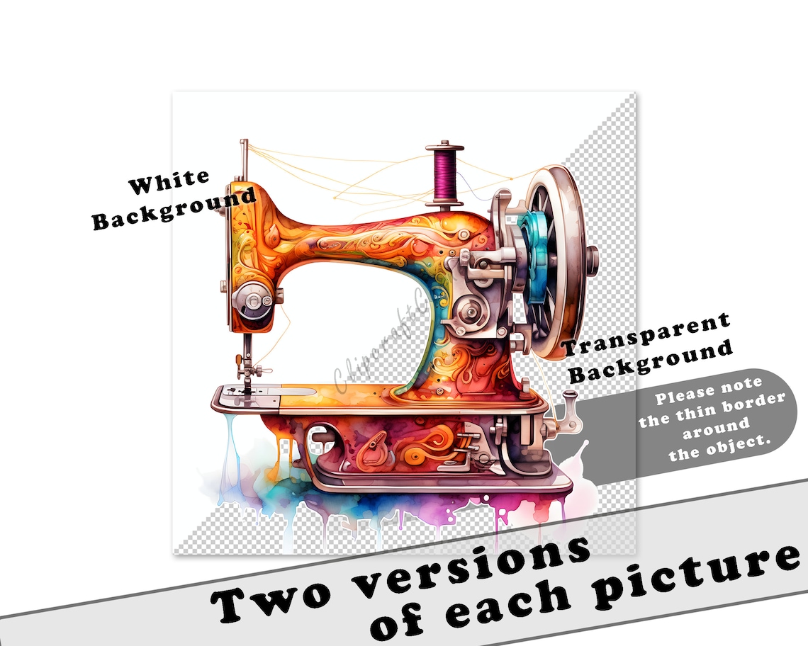 12 Steampunk Sewing Machine Clipart PNG Bundle | Watercolor Steampunk ...