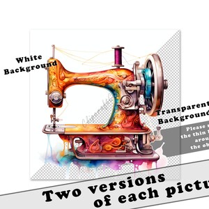12 Steampunk Sewing Machine Clipart PNG Bundle | Watercolor Steampunk ...