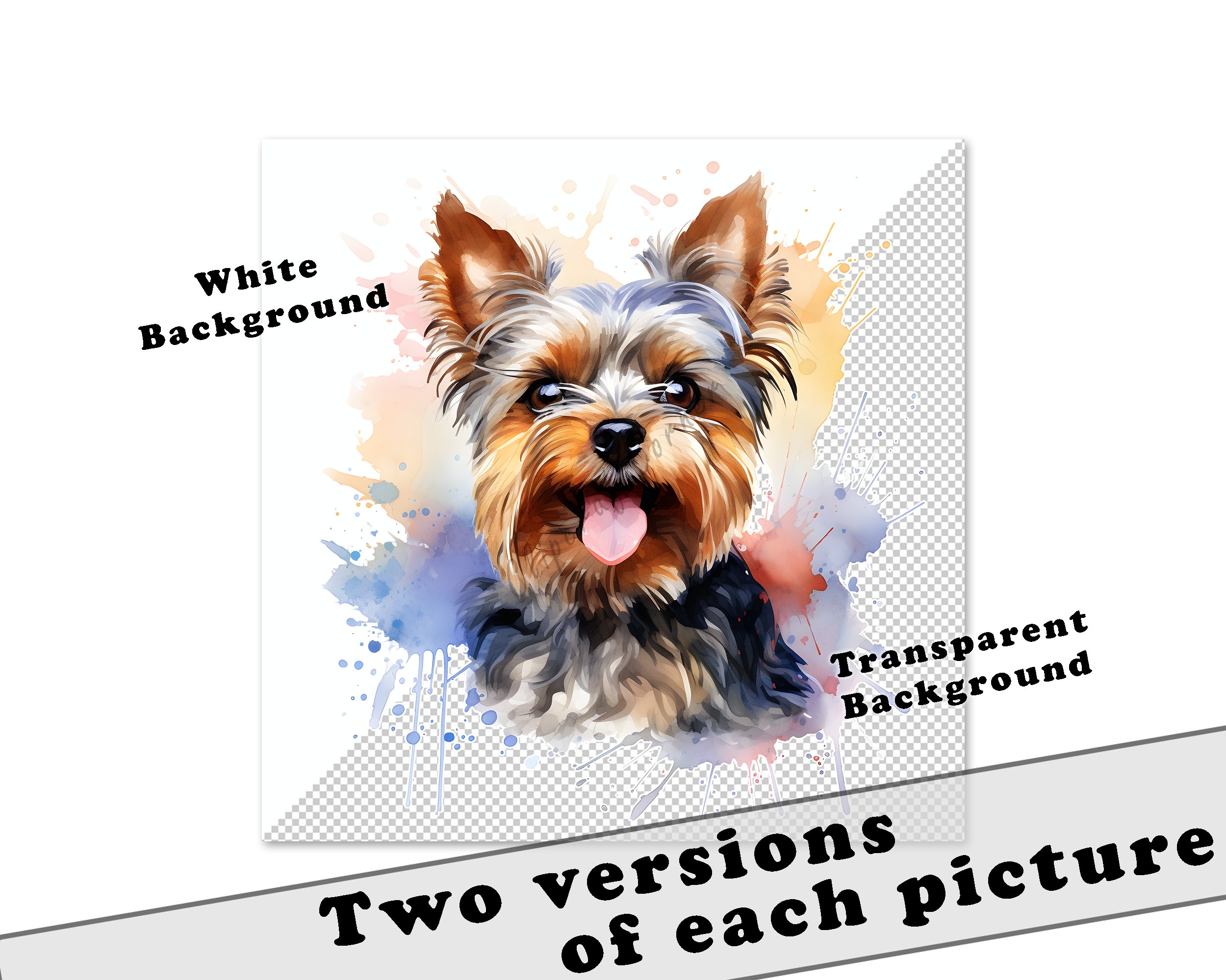 16 Yorkshire Terrier Clipart PNG Bundle Watercolor Dog - Etsy