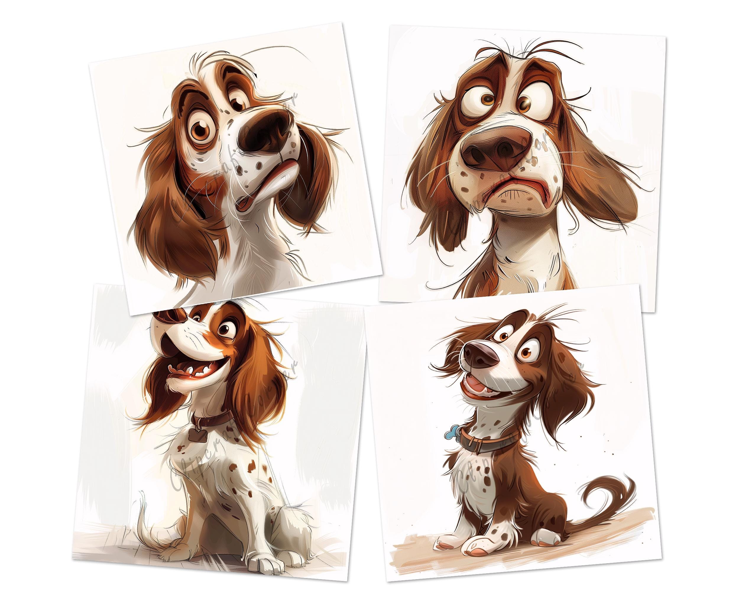 12 English Springer Spaniel Clipart PNG Funny Dog Bundle | Watercolor ...