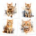 12 Cheetoh Cat Clipart PNG Bundle | Cute Watercolor Cat Clipart PNG ...