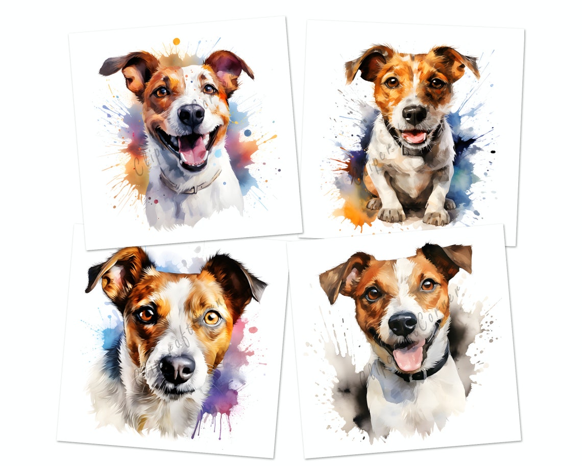 13 Jack Russel Clipart PNG Bundle | Watercolor Dog Clipart PNG | 2 - Etsy