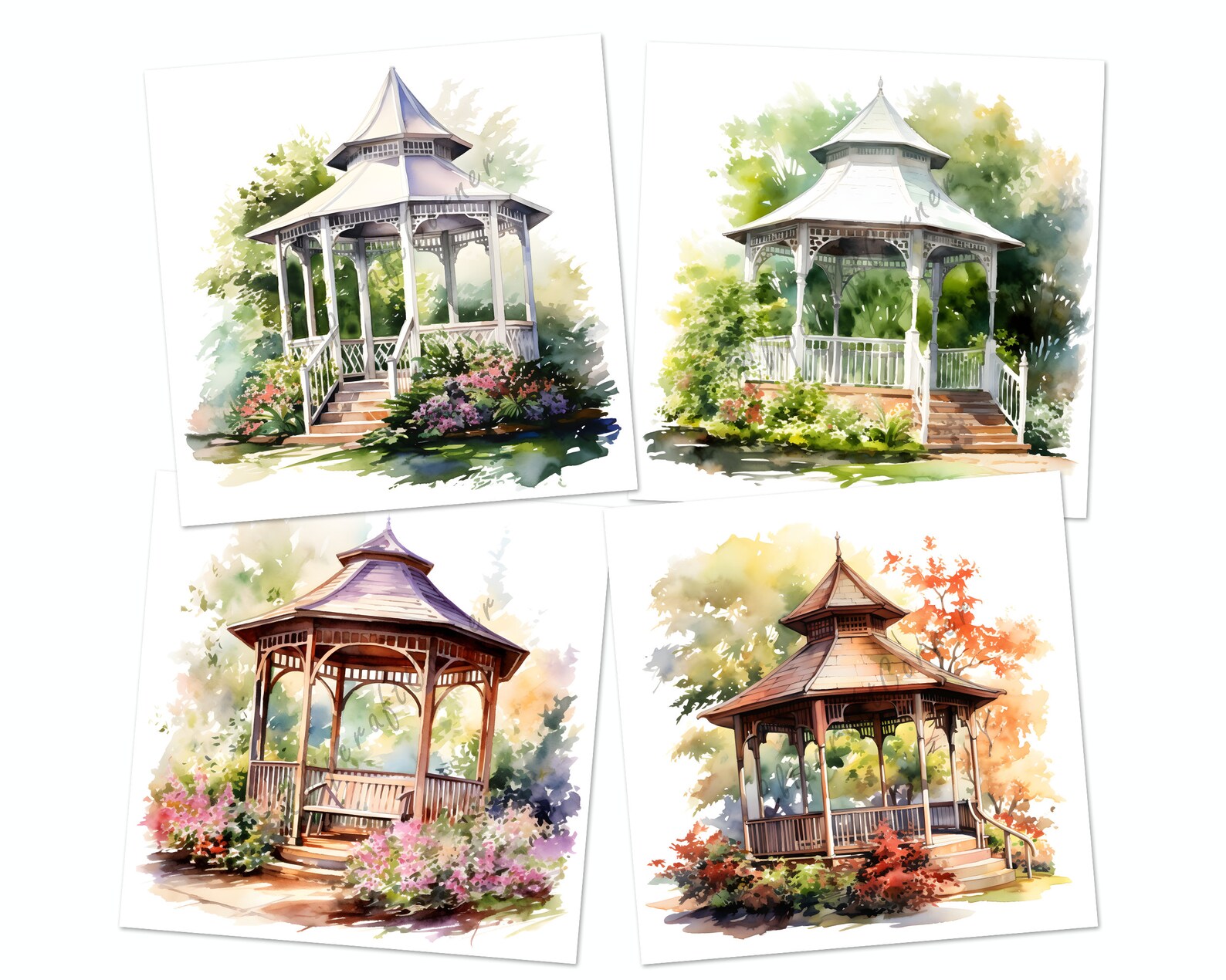 12 Garden Gazebo Clipart PNG Bundle Watercolor Gazebo Clipart PNG ...