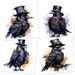 12 Steampunk Crow Clipart PNG Animal Bundle | Watercolor Steampunk Crow ...