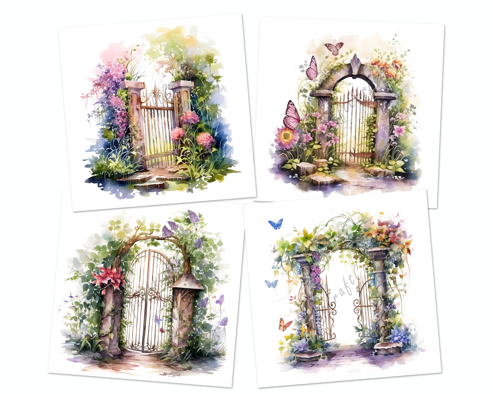 12 Fairy Garden Gate Clipart PNG Fairytale Bundle | Magical Watercolor ...