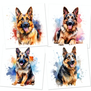15 German Shepherd Clipart PNG Bundle | Watercolor Dog Clipart PNG | 17 ...