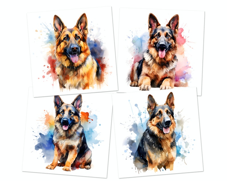 15 German Shepherd Clipart PNG Bundle | Watercolor Dog Clipart PNG | 17 ...