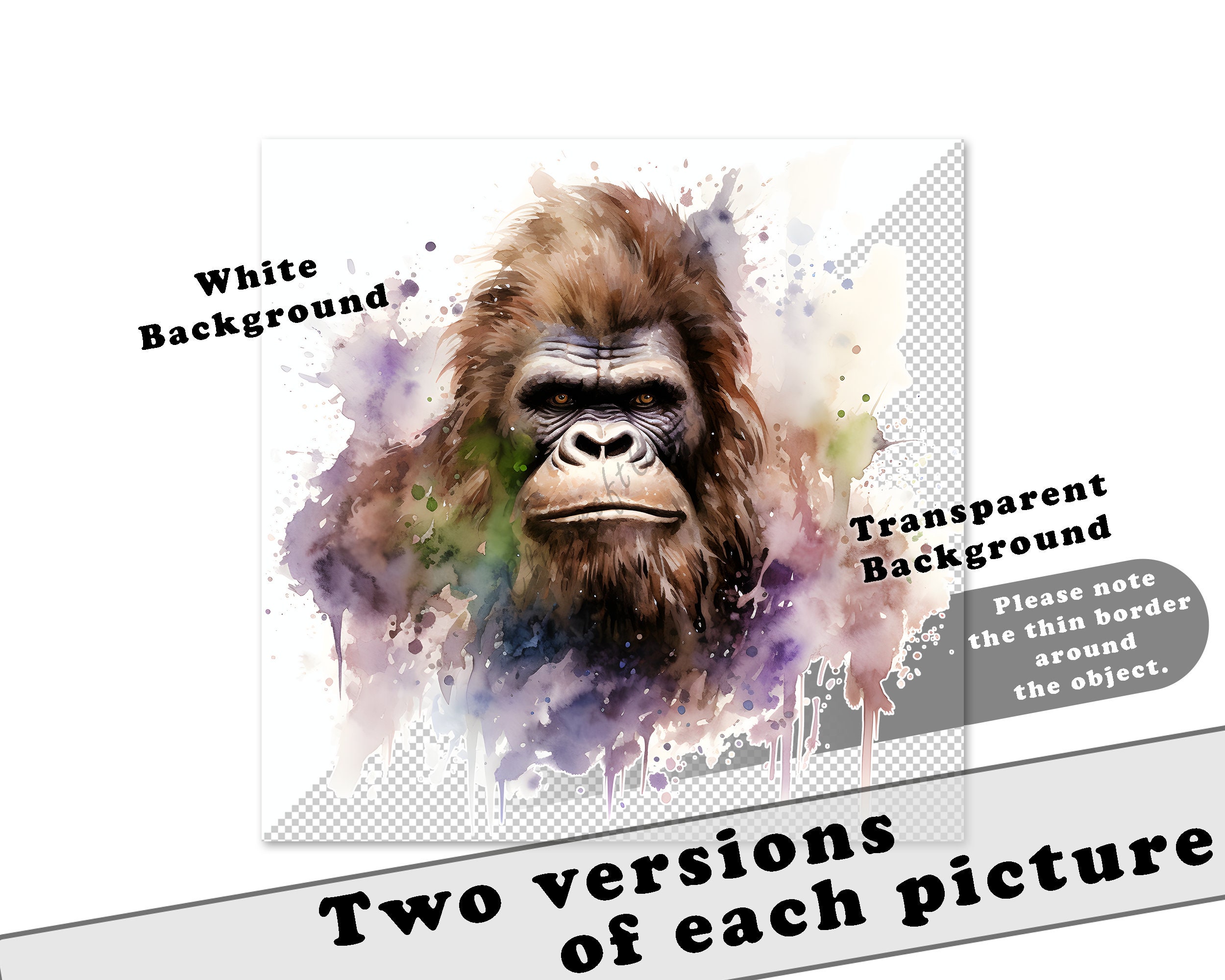 12 Bigfoot Clipart PNG Forest Animal Bundle Watercolor Sasquatch ...