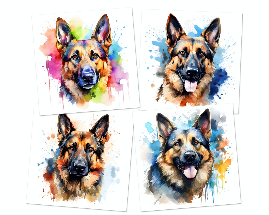 15 German Shepherd Clipart PNG Bundle | Watercolor Dog Clipart PNG | 17 ...